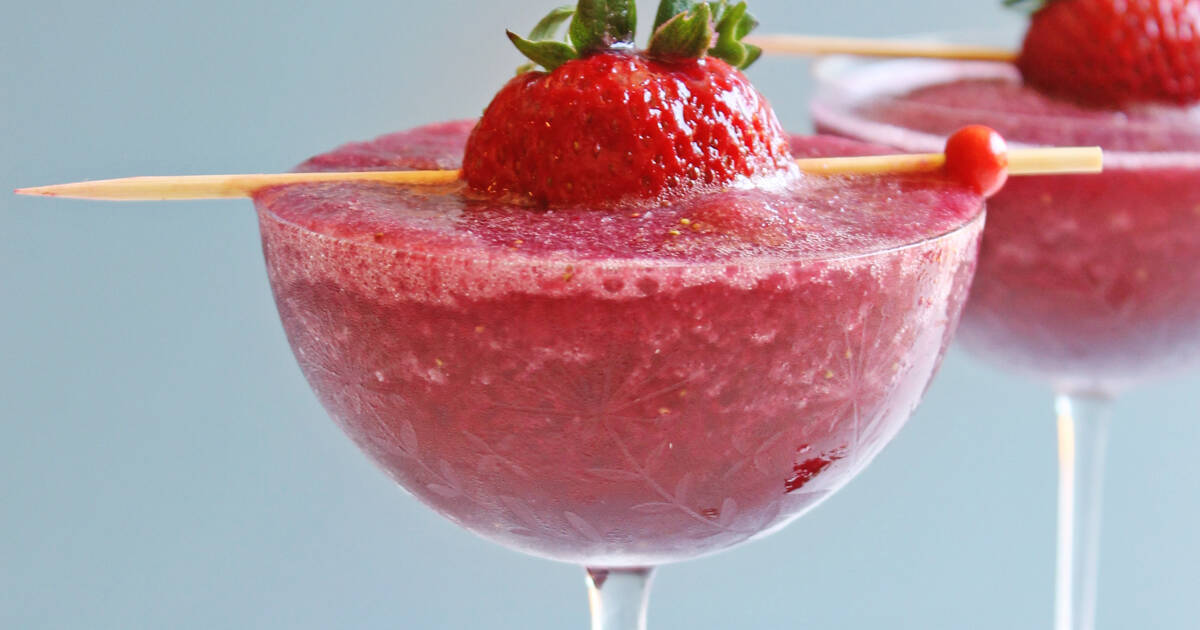 Strawberry merlot slushy mocktail - Rhubarbarians