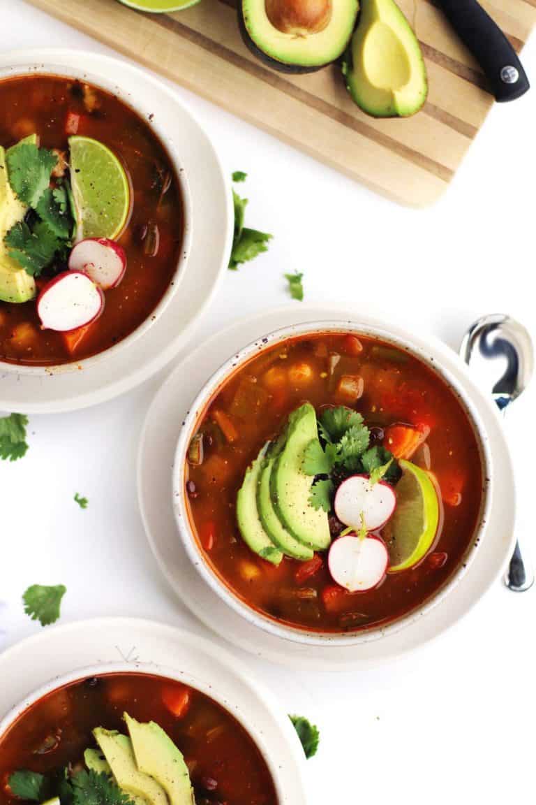 Easy vegan pozole with black beans and poblanos - Rhubarbarians