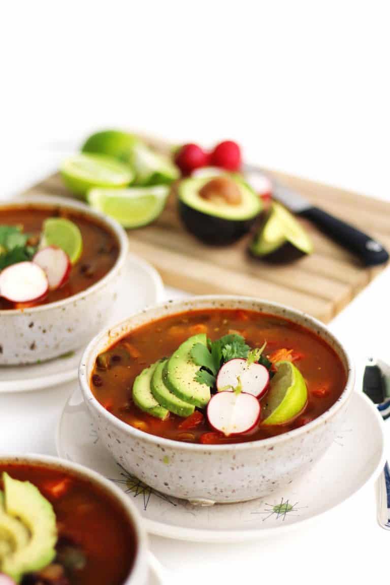Easy vegan pozole with black beans and poblanos - Rhubarbarians