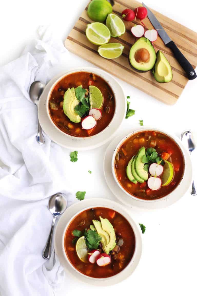 Easy vegan pozole with black beans and poblanos - Rhubarbarians