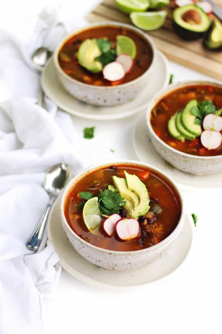 Easy vegan pozole with black beans and poblanos - Rhubarbarians