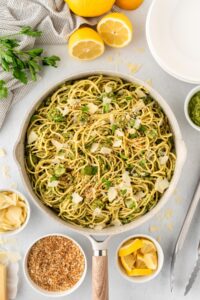 Green olive pasta with lemon and breadcrumbs - Rhubarbarians