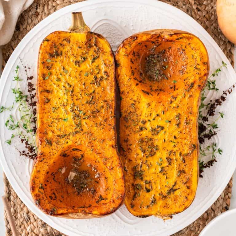 Easy roasted butternut squash halves - Rhubarbarians