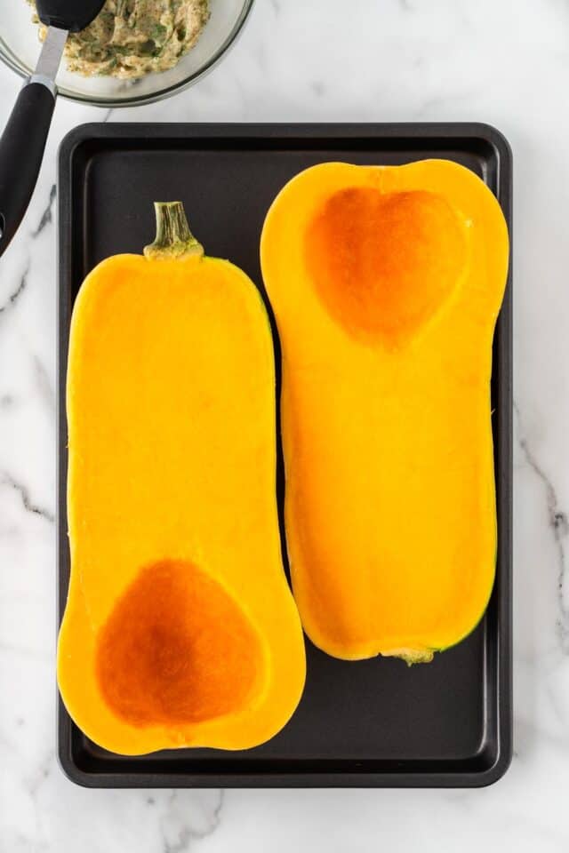 Easy roasted butternut squash halves - Rhubarbarians